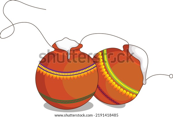 Abstract Krishna Makhan Matki Line Art Stock Vector (Royalty Free ...