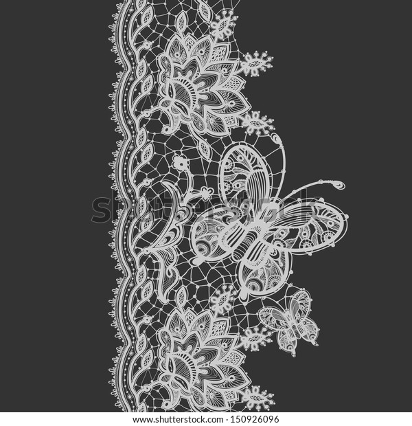 Abstract Lace Elements Butterflies Flowers Template Stock Vector ...