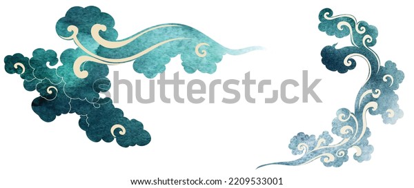 Abstract Landscape Japanese Wave Pattern Vector Stock Vector (Royalty ...
