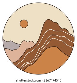 Abstract Landscape Sun Mountains Hand Drawn Stock Vector (Royalty Free ...