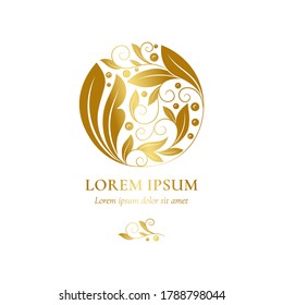 Golden Leaf Emblem Elegant Classic Vector Stock Vector (Royalty Free ...