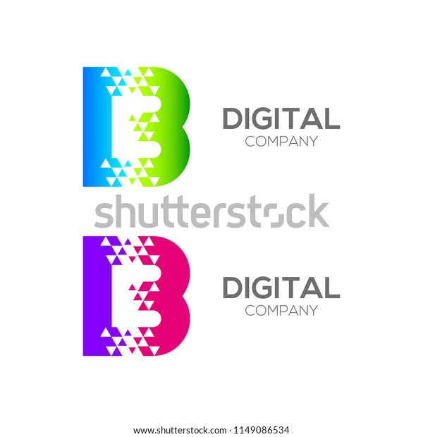 Abstract Letter B Pixel Logo Triangle Stock Vector (Royalty Free ...