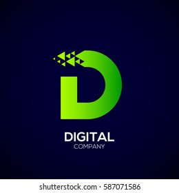 Abstract Letter D Pixel Logo Triangle Stock Vector (Royalty Free ...