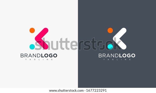Abstract Letter K Logo Rounded Line Stock Vector (Royalty Free ...