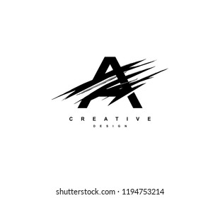 Abstract Letter Scratch Texture Stroke Logo Stock Vector (Royalty Free ...