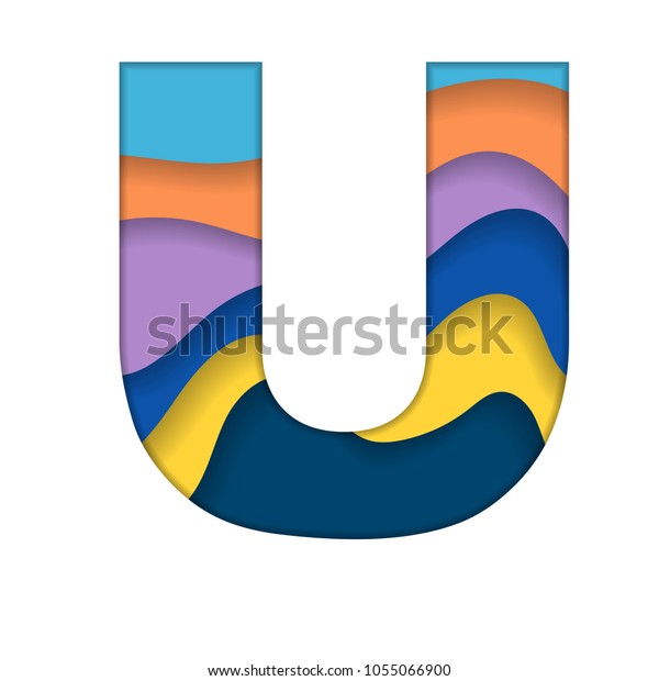 Abstract Letter U Silhouette Cut Paper Stock Vector (Royalty Free ...