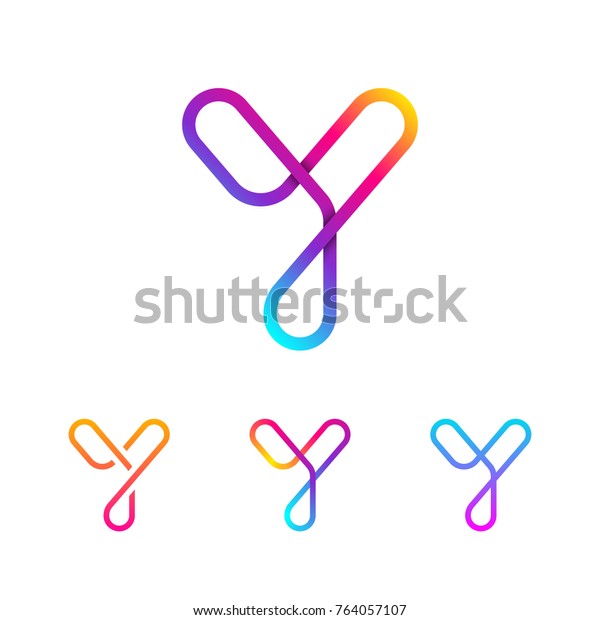 Abstract Letter Y Line Monogram Colorful Stock Vector (Royalty Free ...