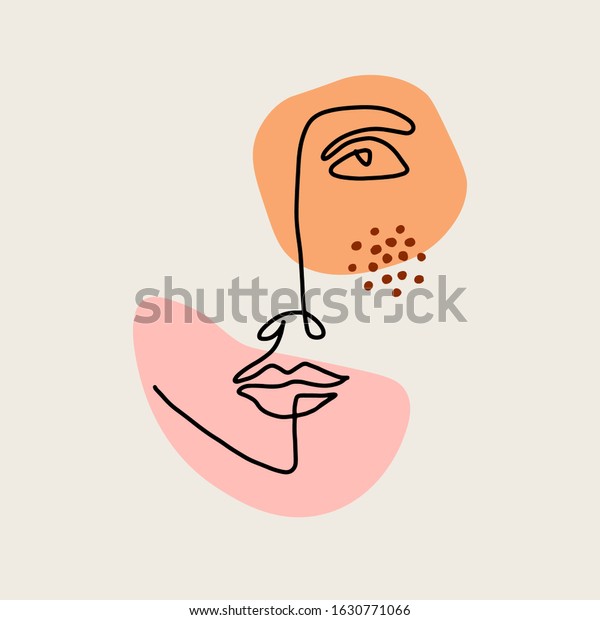 Abstract Line Art Face Modern Contemporary Stock Vector (Royalty Free ...