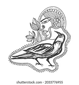 3,753 Crow line art Stock Vectors, Images & Vector Art | Shutterstock