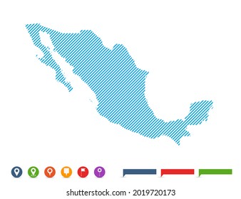 Abstract Line Blue Mexico Map Pointer Stock Vector (Royalty Free ...