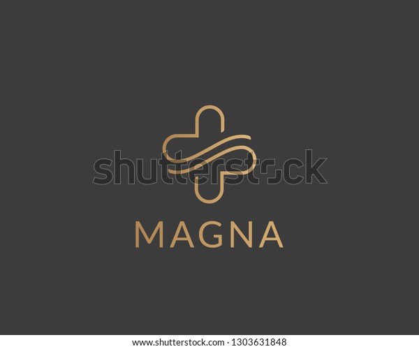 Abstract Line Cross Logo Design Hands Stock Vector (Royalty Free ...