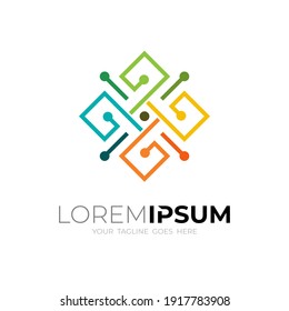 Abstract Line Design Technology Square Logo Stock Vector (Royalty Free ...