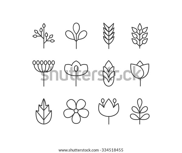 Abstract Line Icons Vector Floral Icon Stock Vector (Royalty Free ...
