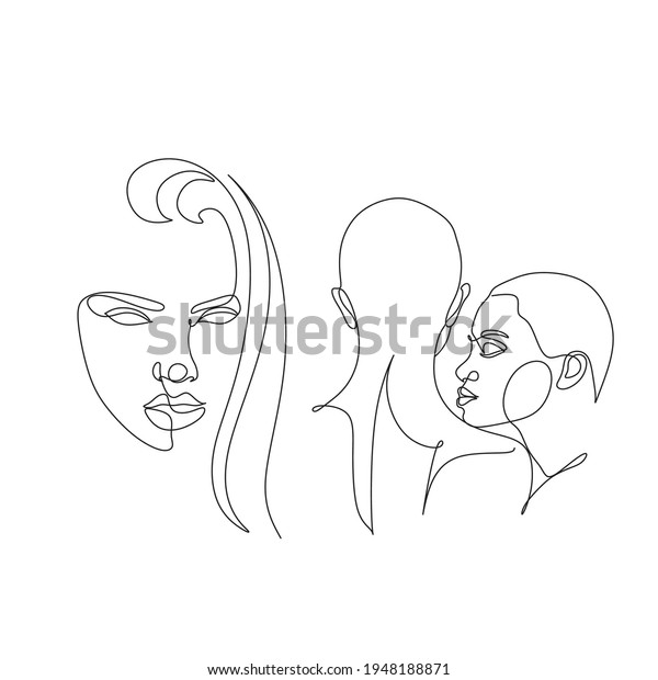 Abstract Line Illustration Minimal Face Drawing Stock Vector (Royalty ...