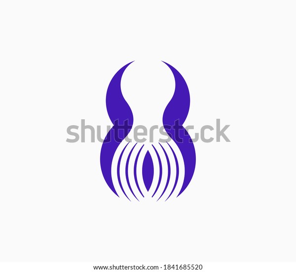 Abstract Logo Octopus Negative Space Sign Stock Vector (Royalty Free ...