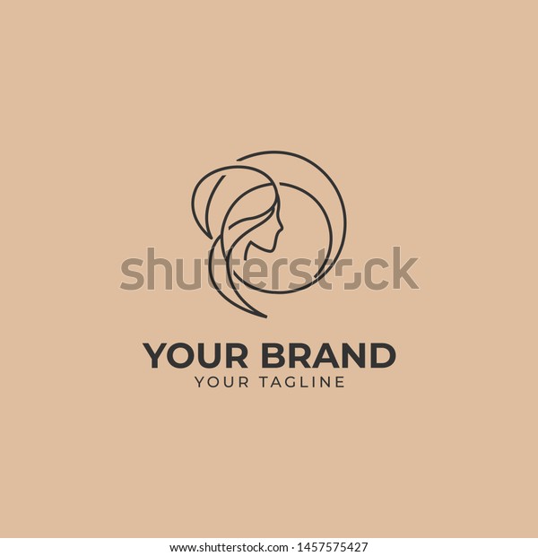 Abstract Logo Template Womans Face Hair Stock Vector (Royalty Free ...