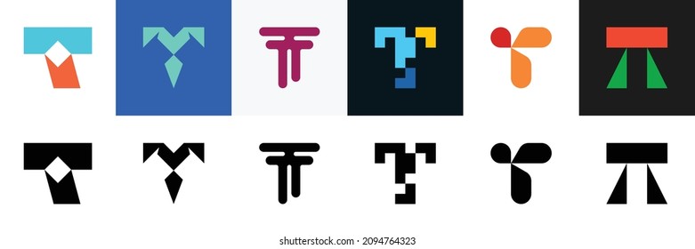 Abstract Logos Collection Letter T Geometric Stock Vector (Royalty Free ...