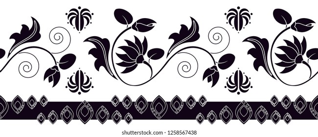 Abstract Lotus Seamless Border Vector Stock Vector (Royalty Free ...