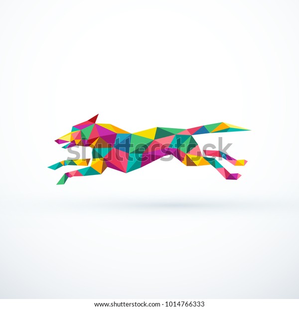 Abstract Low Poly Running Dog Vector Stock Vector (Royalty Free ...