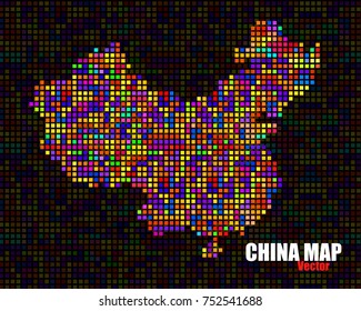 Abstract Map China Colorful Pixels Vector Stock Vector (Royalty Free ...