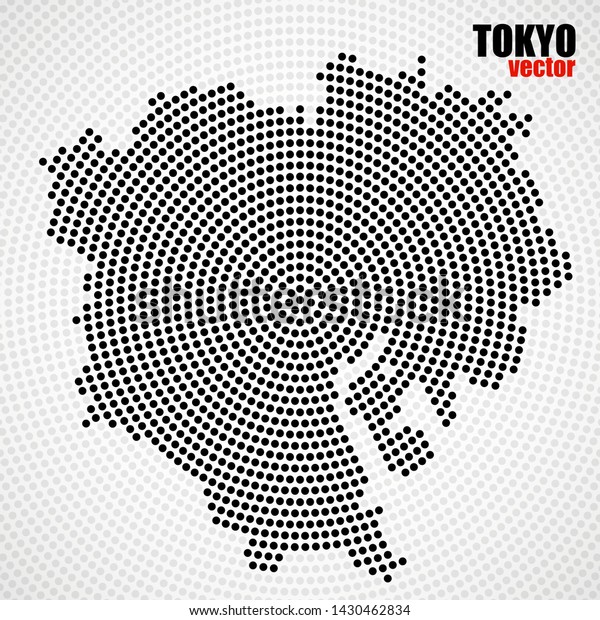 Abstract Map Tokyo Radial Dots Halftone Stock Vector (Royalty Free ...