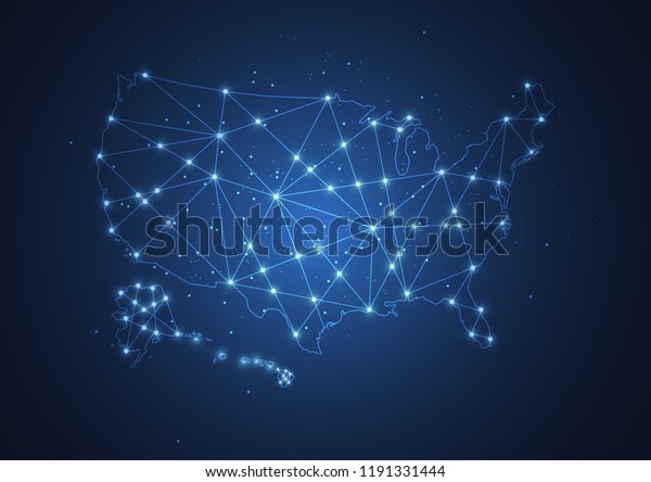 Abstract Map United States Created Dots Stock Vector (Royalty Free ...