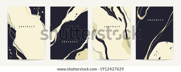 Abstract Marble Posters Black White Background Stock Vector (Royalty ...
