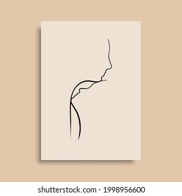 Abstract Minimal Couple Faces Line Illustration Stock Vector (Royalty ...
