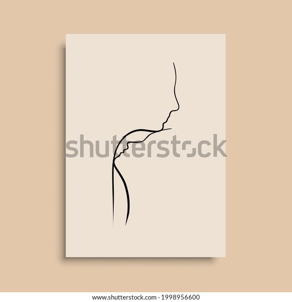 Abstract Minimal Couple Faces Line Illustration Stock Vector (Royalty ...