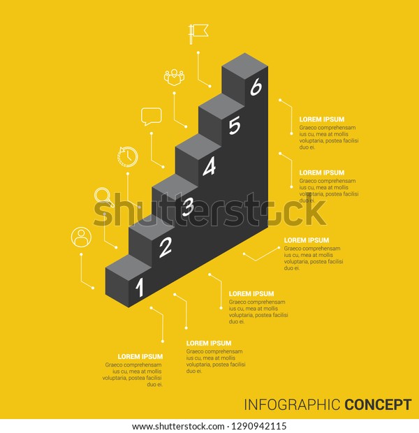 Abstract Modern 6 Step Stair Infographicstimeline: เวกเตอร์สต็อก (ปลอด ...
