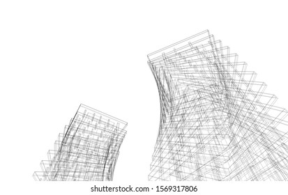 Abstract Modern Architecture 3d Structure Stock Vector (Royalty Free ...