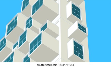 Abstract Modern Architecture Modular Facade 3d Stock Vector (Royalty ...