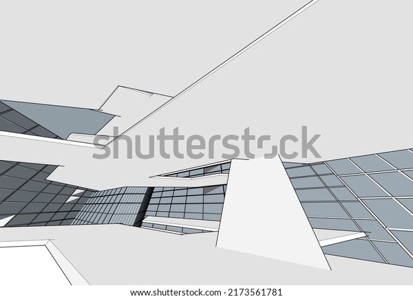 Abstract Modern Architecture Vector Drawing Stock Vector (Royalty Free ...
