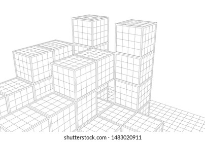 Abstract Modular Architecture 3d Illustration Stock Vector (Royalty ...