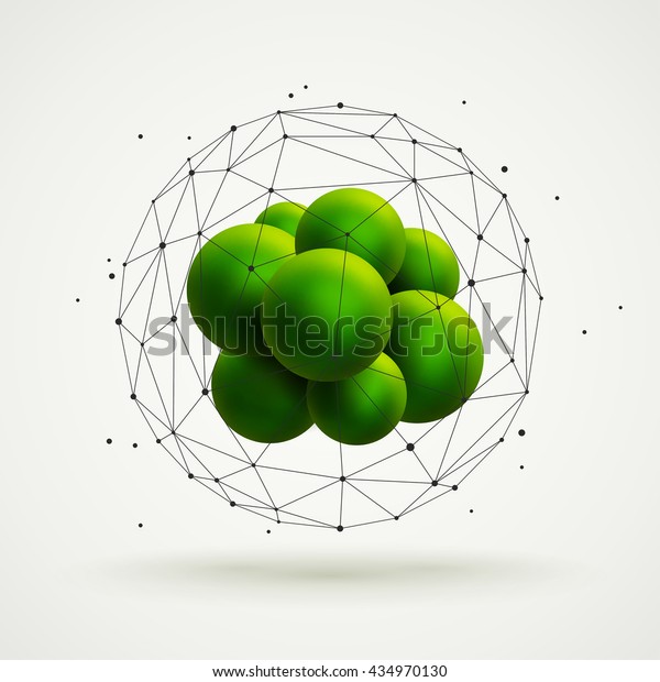 Abstract Molecular Structure Green Particles Group Stock Vector ...