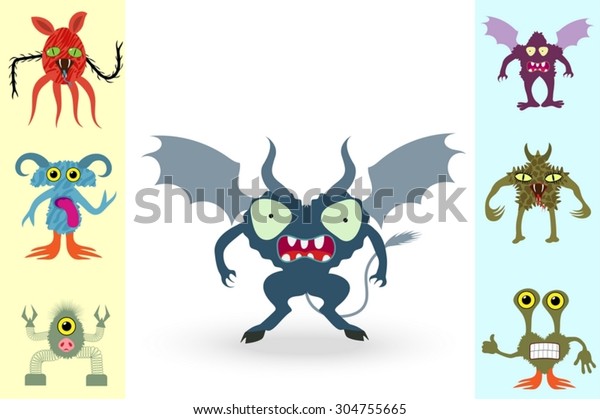 Abstract Monsters Set Vector Illustration Stock Vector (Royalty Free ...