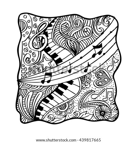 Abstract Music Background Zentangle Style Stock Vector (Royalty Free ...
