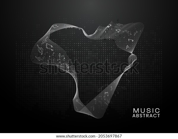 Abstract Music Notes Wavy Lines On Stock Vector (Royalty Free ...