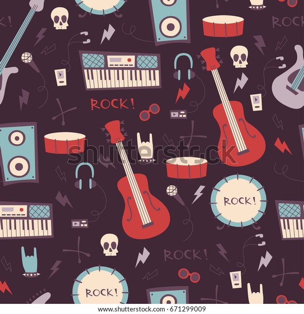 Abstract Music Seamless Pattern Rock Music Stock Vector (Royalty Free ...