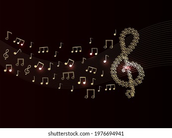 Abstract Musical Notes Background Brown Golden Stock Vector (Royalty ...