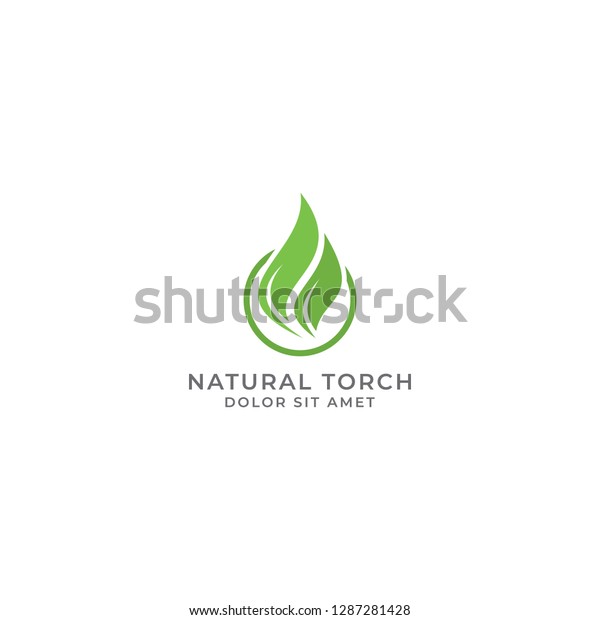 Abstract Natural Torch Logo Design Combine Stock Vector (Royalty Free ...