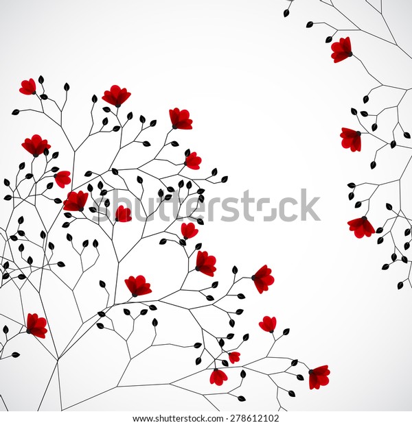 Abstract Nature Background Red Flowers Stock Vector (Royalty Free ...