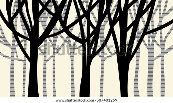 Abstract Nature Design Trees Forest Black Stock Vector (Royalty Free ...