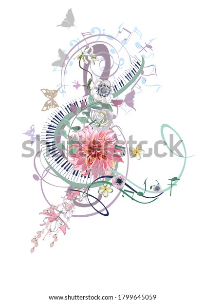 Abstract Nature Treble Clef Decorated Summer Stock Vector (Royalty Free ...