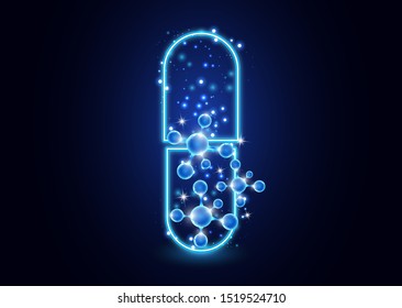 Abstract Neon Capsule Pill Molecules Concept Stock Vector (Royalty Free ...