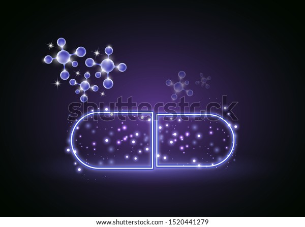 Abstract Neon Capsule Pill Molecules Concept Stock Vector (Royalty Free ...