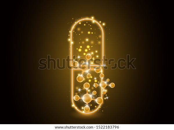 Abstract Neon Capsule Pill Molecules Concept Stock Vector (Royalty Free ...