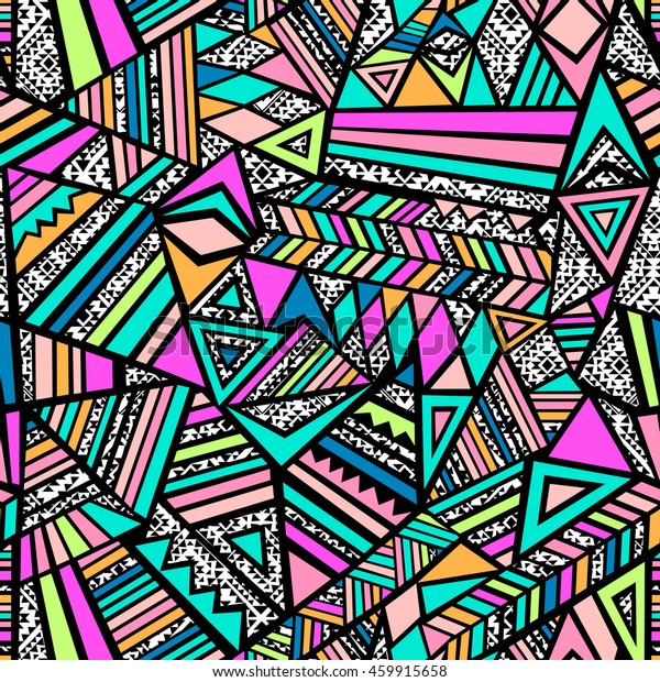 Abstract Neon Geometric Print Black White Stock Vector (Royalty Free ...