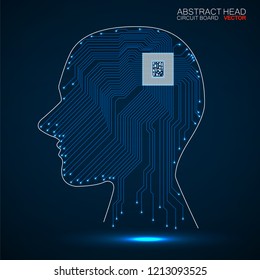 Abstract Neon Human Head Cpu Circuit Stock Vector (Royalty Free ...
