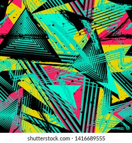 Abstract Neon Seamless Geometric Pattern Colorful Stock Vector (Royalty ...